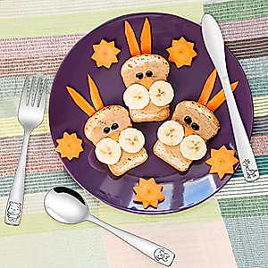 VITEVER 12-Piece Toddler Utensils, Stainless Steel Kids Silverware Set, Children Safe Forks, Spoons and Knives - Mirror Polished, Dishwasher Safe