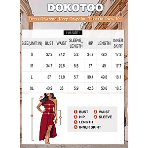 Dokotoo Womens Dresses One Shoulder Sleeveless Empire Waist Fashion Asymmetric High Low Ruffle Hem Slim Fit Bodycon Zippered Solid Color Casual Midi Dresses Black Medium