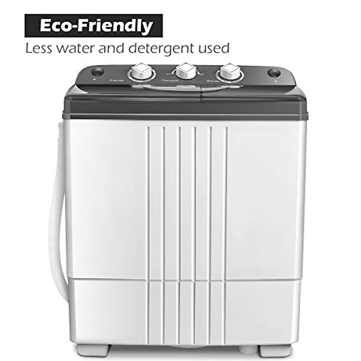 COSTWAY Portable Washing Machine, Twin Tub 20Lbs Capacity, Washer(12Lbs) and Spinner(8Lbs), Compact Laundry Machines Durable Design Energy Saving, Rotary Controller Drain Hose