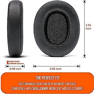 Hesh 3 Protein Leather Replacement Ear Pads Compatible with Skullcandy Crusher Wireless Crusher Evo Crusher ANC Hesh 3 Headphones Ear Cushions, Headset Earpads, Ear Cups Repair Parts-Black