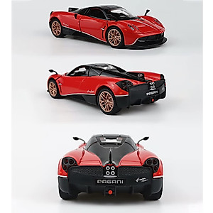 iPariser Alloy Collectible Red Pagani Huayra Dinastia Toy Vehicle Pull Back Die-Cast Car Model with Lights and Sounds