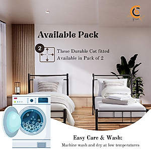 Cot Sheet 30" x 80" x 9" for Camping - 2 Piece Cot Fitted Sheet - Narrow Twin/Camp Rvs Bunk/Guest Beds/Camping Cot/Travel Trailers/Spilt Queen Bed, White Solid