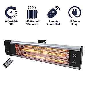 Maxx Air HeTR Outdoor Rated Ceiling or Wall Mount Infrared Heater with Remote, 1500 Watts