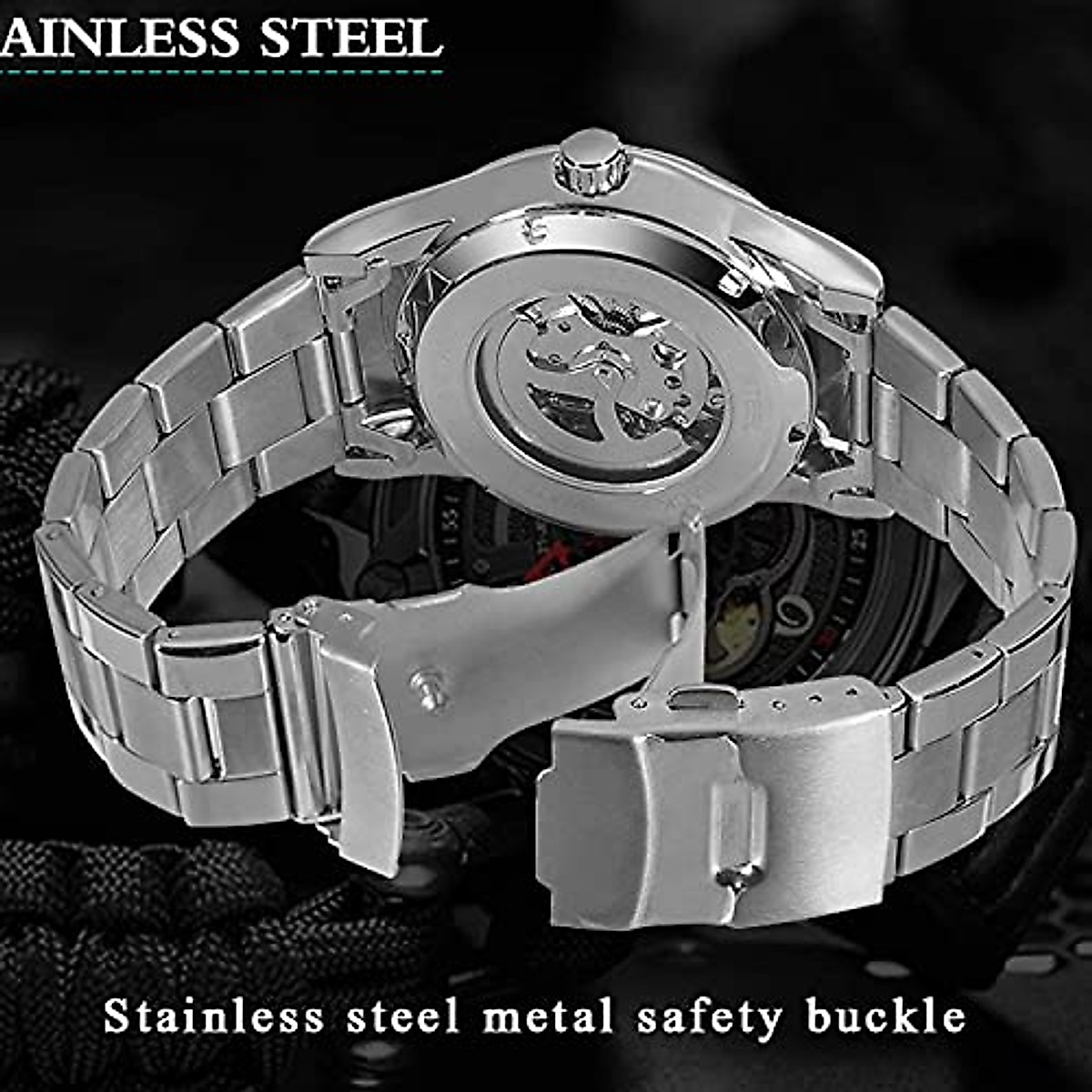 Black Golden Skeleton Dial Luminous Design Mechanical Watch for Men Top Brand Luxury Folding Clasp with Safety…