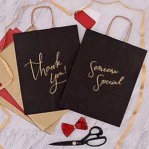 Black Gift Bags with Handles - 10x5x13 Inch 100 Pack Medium Kraft Paper Shopping Bags, Craft Totes in Bulk for Boutiques, Small Business, Retail Stores, Birthdays, Party Favors, Jewelry, Merchandise