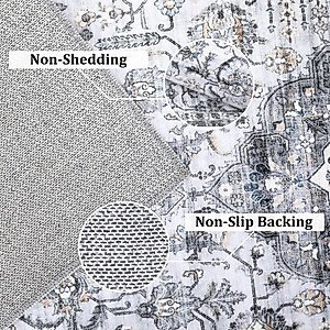 MilleLoom Washable Rug 8x10 Large Boho Vintage Area Rug Medallion Living Room Rug Easy-Cleaning Non Shedding Oriental Rug Non-Slip Area Rug for Living Room Bedroom Farmhouse Nursery,8x10