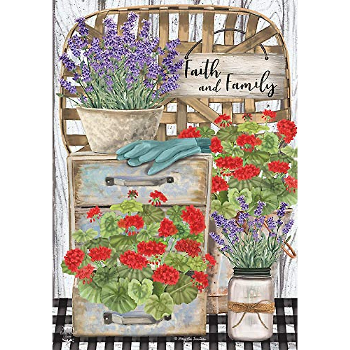 Faith and Family Farmhouse Spring Garden Flag Floral 12.5" x 18" Briarwood Lane