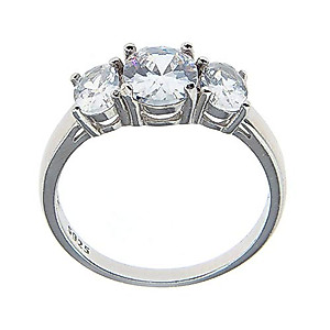 Ginger Lyne Collection Cassidy 3 Stone Oval Sterling Silver Engagement Bridal Wedding Ring Size 5