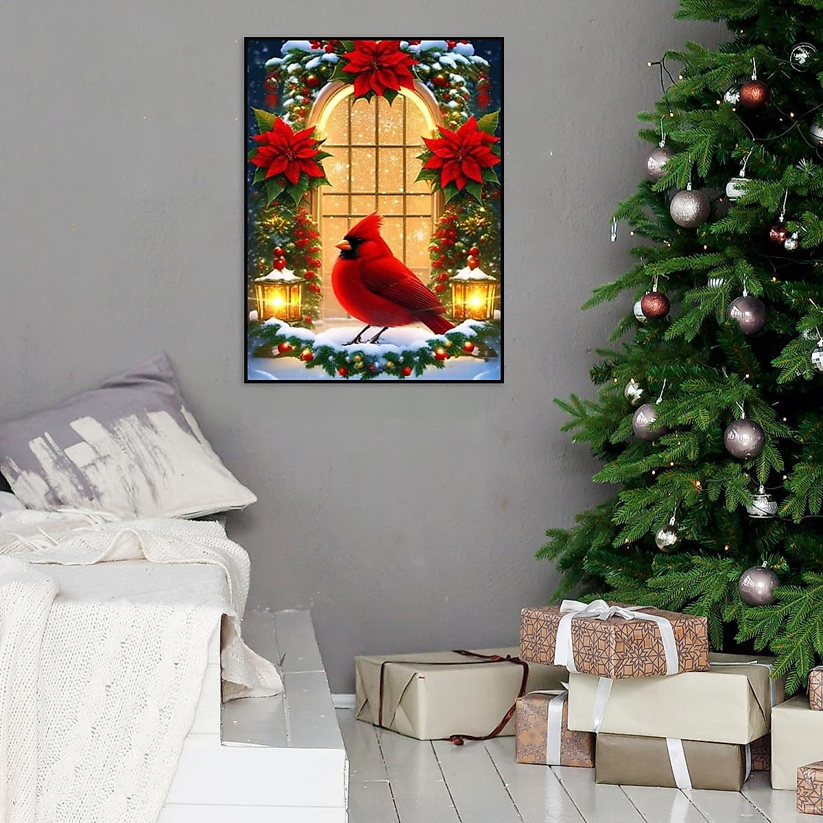 Eterkosu Christmas Diamond Art Paintings Kits for Adults and Kids,Cardinal Bird 5D DIY Round Full Drill Diamond Dots Paintings for Beginners, Diamond Art Craft Canvas Picture Home Wall Decor