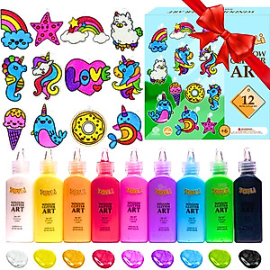 TOYLI Window Glitter Painting Kids Arts and Crafts Creative Set, 26 Suncatchers Kit,Gifts for Boys,Girls Ages 5,6,7,8,9,10 DIY, Great Home Birthday Party Idea, Your Own Fun Painting Activity NON Toxic