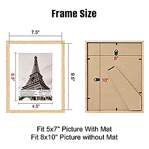 ENGLORY 8x10 Picture Frame Set of 2, Display 5x7 with Mat or 8x10 Without Mat, Photo Frames for Wall Mounting or Table Top Display, Wood