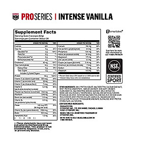 Muscle Milk Pro Series Protein Powder Supplement, Intense Vanilla, 5 Pound, 28 Servings, 50g Protein, 3g Sugar, 20 Vitamins & Minerals, NSF Certified for Sport, Workout Recovery, Packaging May Vary