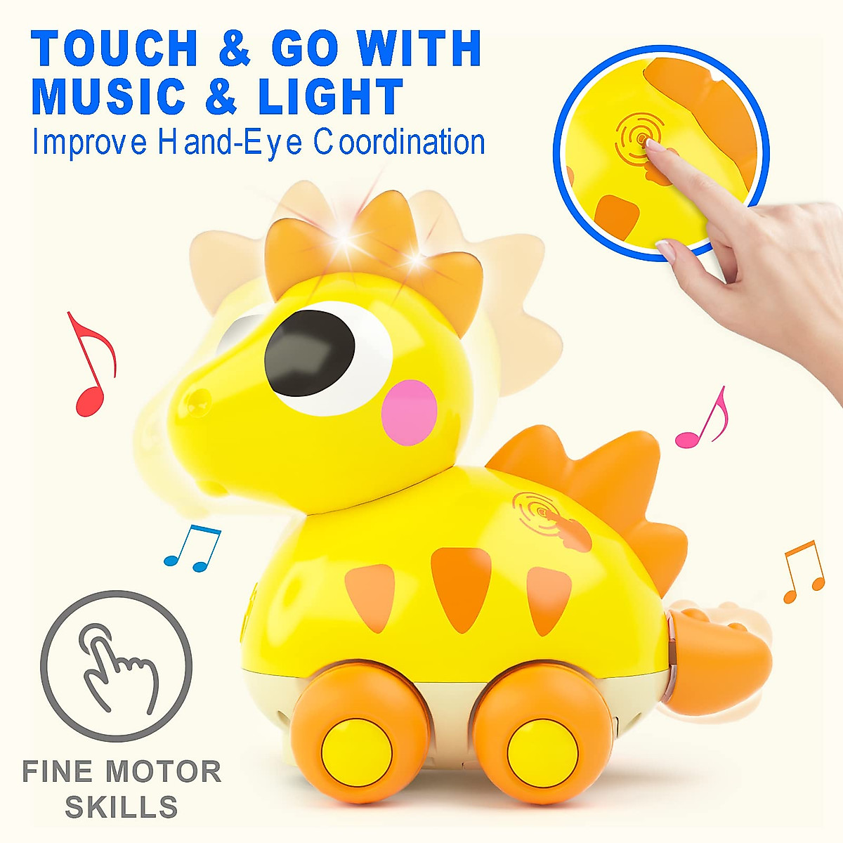 HOLA Baby Toys 6 to 12 Months Infant Toys 6-12 Months Crawling Toys, Touch & Go Music Light 6 Month Old Baby Toys 12-18 Months, Baby Boy Toys for 1 Year Old Boy Gifts Girl Toy