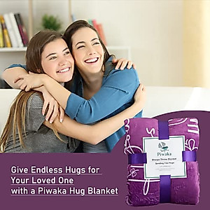 Piwaka Hug Blanket Gifts for Loved One - Cosy Sherpa Fleece Blanket in Purple | Machine Washable Plush Blankets - Heartwarming Gifts - Sentimental Gifts - Get Well Soon Gifts for Women