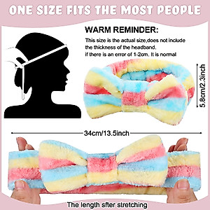 WILLBOND 24 Pack Spa Headband Bow Hair Band Facial Makeup Headband Women Face Wash Headband Adjustable Skincare Headbands Flannel Towel Soft Head Wraps for Women Shower Washing Face(Stylish Pattern)