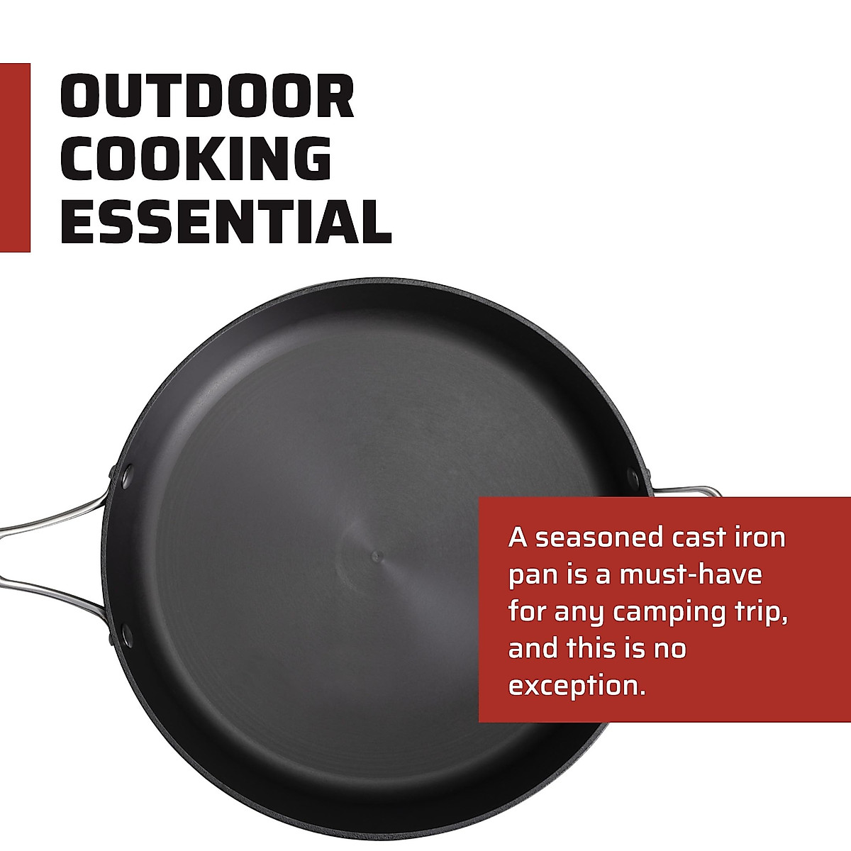 Camp Chef Heritage Cast Iron Skillet - Seasoned Cast Iron Pan - Camping Accessories & Essentials - Sleek, Modern Design - Amazing Heat Retention - Ready-to-Use Cast Iron Skillet - 12"