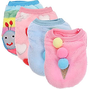 POPETPOP Warm Pet Shirts 4pcs Small Dog Winter Clothes Rabbit Warm Clothes Coral Fleece Animal Vest T-Shirt Warm Bunny Rabbit Apparel for Cat Puppy Kitten Ferret Chihuahua