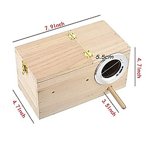 PINVNBY Parakeet Nest Box Bird House Budgie Wood Breeding Box for Lovebirds, Parrotlets Mating Box (M:7.9 * 4.7 * 4.7 inch)