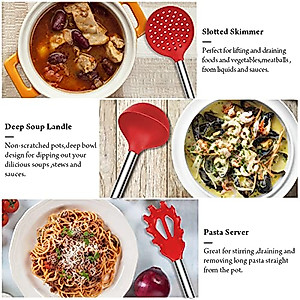 Silicone Cooking Utensil Set,Kitchen Utensils 26 Pcs Cooking Utensils Set,Non-stick Heat Resistant Silicone,Cookware with Stainless Steel Handle - Red