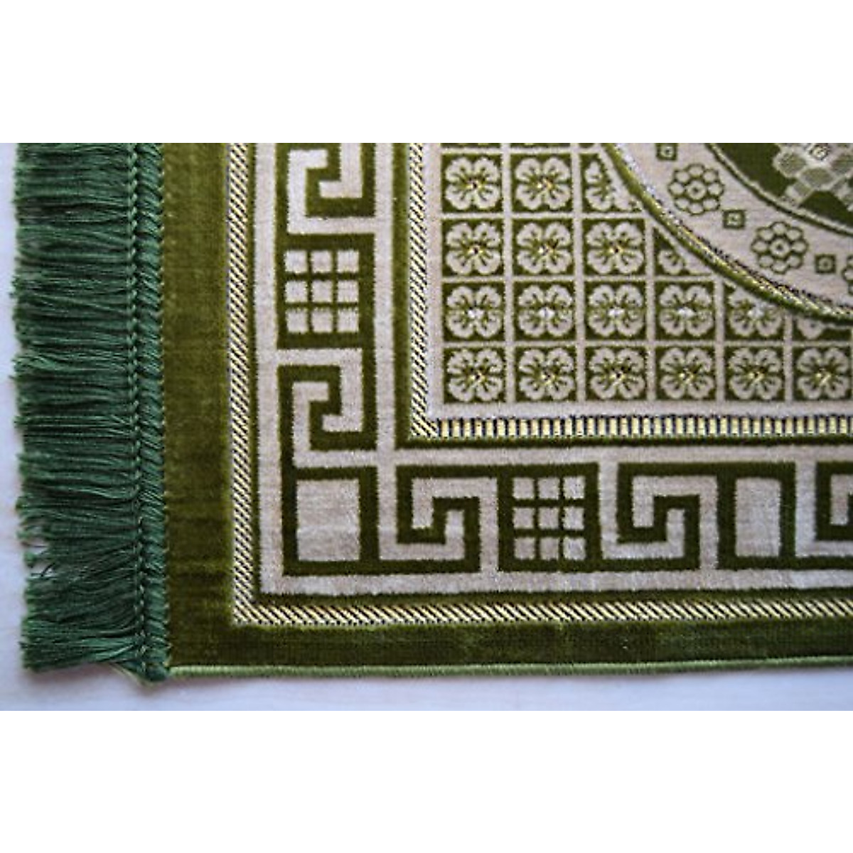 Interway Trading Prayer Rug Mat Carpet Permadani Permaidani Ramadan Eid Turkish Seccade Muslim Sajadah Namaz Janamaz Velvet Large Size (Green)