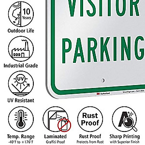 SmartSign - K-7690-EG-12x18 "Welcome - Visitor Parking" Sign | 12" x 18" 3M Engineer Grade Reflective Aluminum Green on White