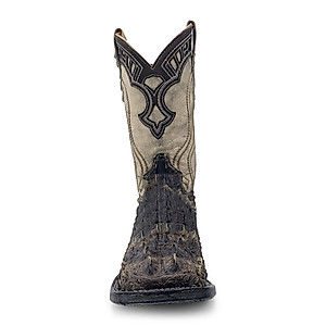 Vaccari Men's Alexander Genuine Natural Alligator Head Cut Broad Square Toe Western Cowboy Boots - 10 D