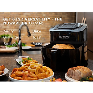 NUWAVE Brio 7-in-1 Air Fryer Oven, 7.25-Quart with One-Touch Digital Controls, Non-Stick Air Circulation Riser & Reversible Rack Included