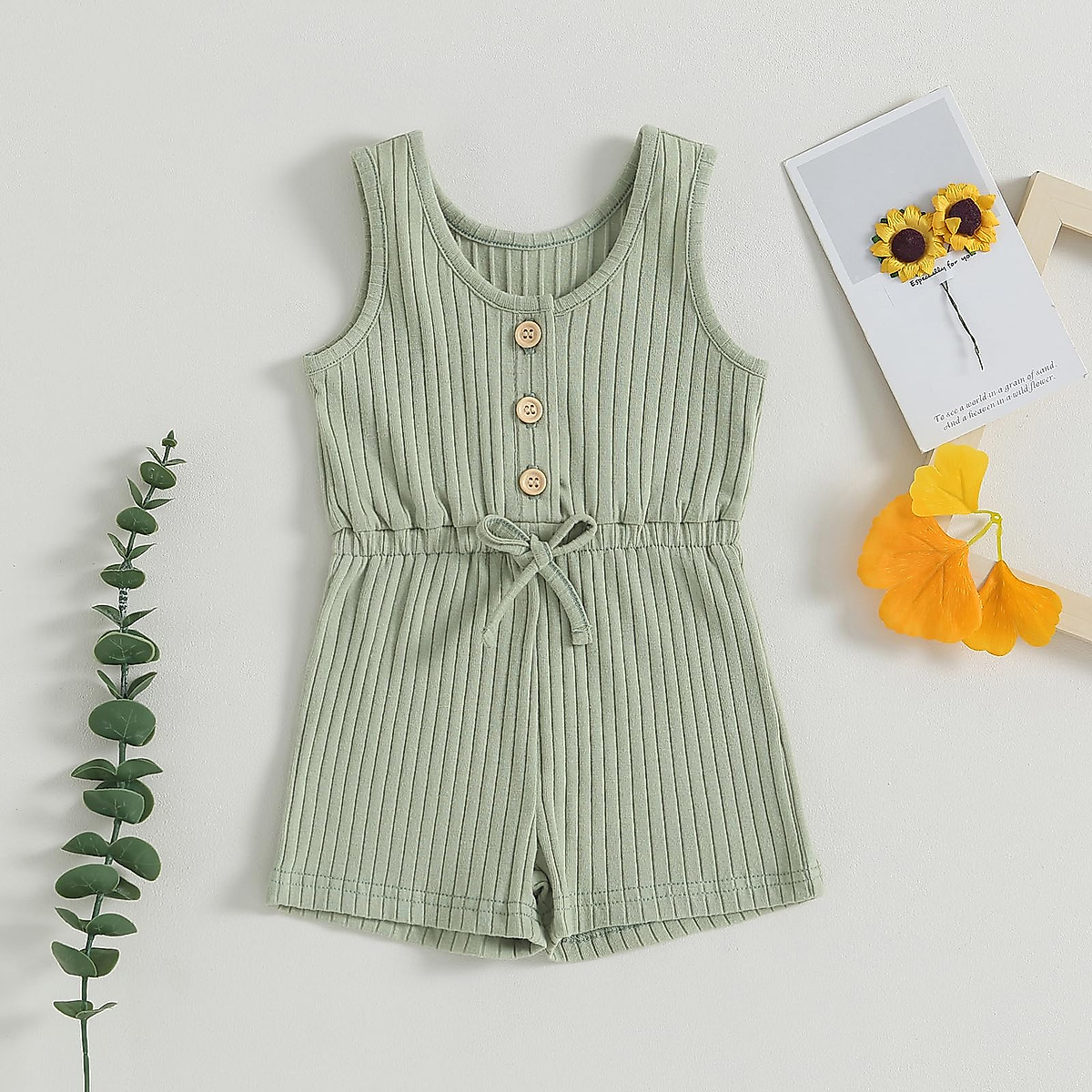 Toddler Baby Girl Summer Outfit Sleeveless Ribbed Romper Solid Color Jumpsuit Overall Shorts Cute Infant Newborn Clothes