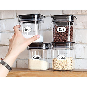 Removable Waterproof Food Labels, Write-on Kitchen Labels for POP Food Storage Containers, Jars and Home Organization, Pantry & Spice Sticker, Pack of 64