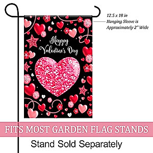 Texupday Happy Valentine's Day Love Heart Decoration Double Sided Garden Flag Outdoor Yard Flag 12" x 18"