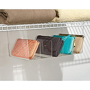 mDesign Plastic 5 Compartment Hanging Closet Storage Organizer Tray, Divided Sections for Holding Sunglasses, Wallets, Clutch Purses, Accessories, Hangs Below Shelving, Grypp Collection - Clear
