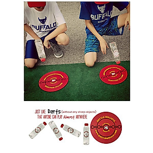 BOTTLE-BULLSEYE™ Game. Official Game Kit. Fun Family Game. Play Indoors or Outdoors. Made in The USA. Great for Family Game Night, Parties, picnics, Camping, Tailgating. Durable Target & Bottles!