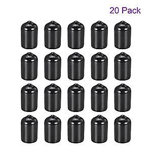 DMiotech 20 Pack 3/8" ID Black Screw Thread Protectors Rubber End Caps Bolt Covers for Screw Bolt Furniture Pipe