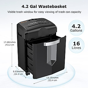 Bonsaii Paper Shredder for Office, 110-Sheet Autofeed & 12-Sheet Manual Micro Cut Heavy Duty Paper Shredder, P-4 Auto Feed Paper and Credit Card Shredder with 4 Casters, 6.1 Gal Transparent Bin C233-B