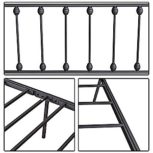Elegant Home Products Vintage Twin Size Bed Frame with Headboard and Footboard Mattress Heavy Duty Metal Platform, Steel Slat Support (Twin, Black Sanded)