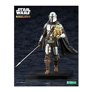 Kotobukiya Star Wars: The Mandalorian & Grogu with Beskar Staff ARTFX+ Statue, Multicolor