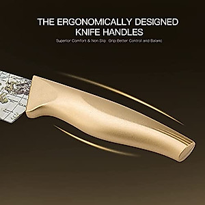 Karcu Knife Set, 5-piece Kitchen Knife Set Nonstick Coated with 5 Knife Sheath Covers