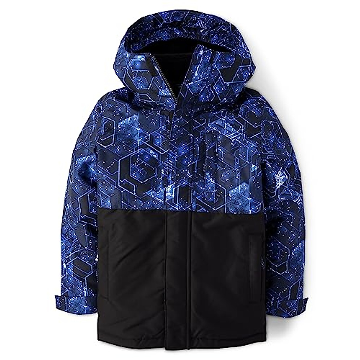 The Children's Place Boys' Heavy 3 in 1 Winter Jacket, Wind Water-Resistant Shell, Fleece Inner, Black | Space Cube_Black