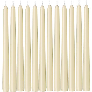 HAVLULAND Taper Candles 12 Pack, Dripless Taper Candle, Premium Classic Unscented, 10 Inch Dinner Candles Set, Long Burning Time 10 Hrs, Paraffin Wax, Ideal for Church, & Home Decor (Ivory, 12 Count)