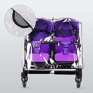 Twins Baby Pushchair Rain Cover Universal Stroller Waterproof Rainy Weather Guard Side by Side Double Carriage Outdoor Wind Dust Snow Protection Breathable Shield Transparent Accessories