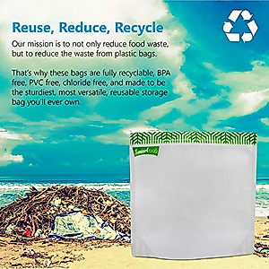 Reusable Food Storage Bags - Perfect for Freezer - Seal Produce, Snacks, Sandwiches, Lunch, Leftovers and More - Multipack Set Includes Gallon, 2 Quart, and 1 Quart Stand Up, Lay Flat Bags