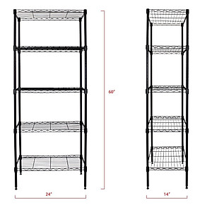 Apollo Hardware Black 5-Shelf Wire Shelving 24"x14"x60" (Black)