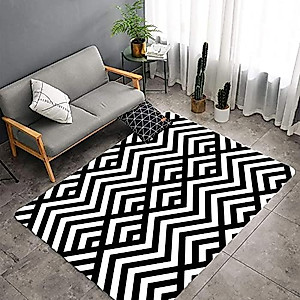 Black and White Checkered Rug Bathroom Rug 4 ' x 6 ' Area Rugs Rugs Vintage Runner Rug Non Slip Washable Hallway Entry Carpet, for Layered Door Mats Washable Carpet for Front Porch, Kitchen
