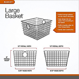 Spectrum Teardrop Wire Large Basket (Industrial Gray) - Storage Bin & Décor for Bathroom, Closet, Pantry, Under Sink, Toy, Shelf, Kitchen, & Nursery Organization (Pack of 2)