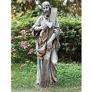 Joseph's Studio by Roman - St. Joseph The Worker Statue, 35.75" H, Garden Collection, Resin and Stone, Decorative, Religious Gift, Home Indoor and Outdoor Decor, Durable, Long Lasting