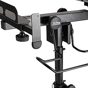 On-Stage MIX-400 V2 Mobile Mixer Stand: Rolling platform for mixers, laptops, controllers. Height adjustable (28"-38"), rackmount compatible, headphone hanger. Portable, black finish.
