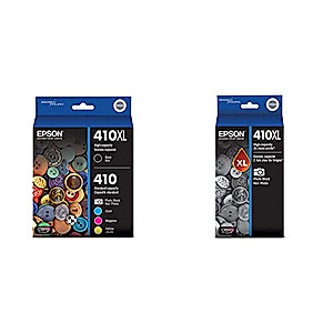 Epson 410XL Black & Standard Photo Black and C/M/Y Color Ink Cartridges, Combo 5 Pack (T410XL-BCS) & 410XL Photo Black Ink Cartridge, High Capacity (T410XL120)