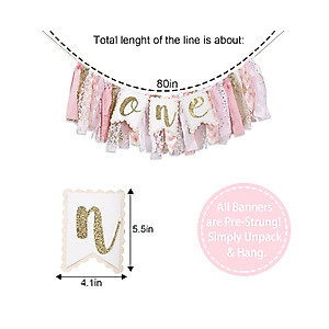 One High Chair Birthday Banner - One High Chair Banner Girl，highchair Banner First Birthday Girl，first High Chair Banner，pink and White Party Decoration Photo Props Cake Smash
