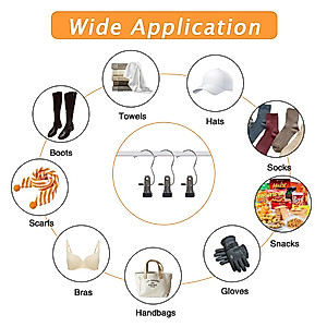 Lflwacy Boot Hangers for Closet, 10PCS Hanging Clips Hook Clothes Pins for Laundry, Hanger Clips Towel Clips Boot Organizer for Home and Travel, Clothespins Clip Hangers for Pants Hats Socks Gloves