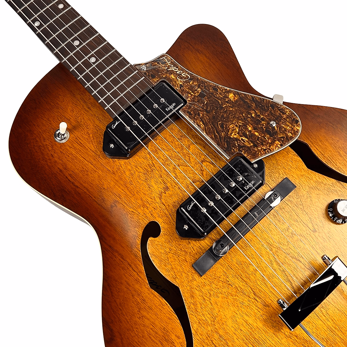 Godin 6 String Electric Guitars, Right Hand, Cognac Burst, Hollow-Body (050987)